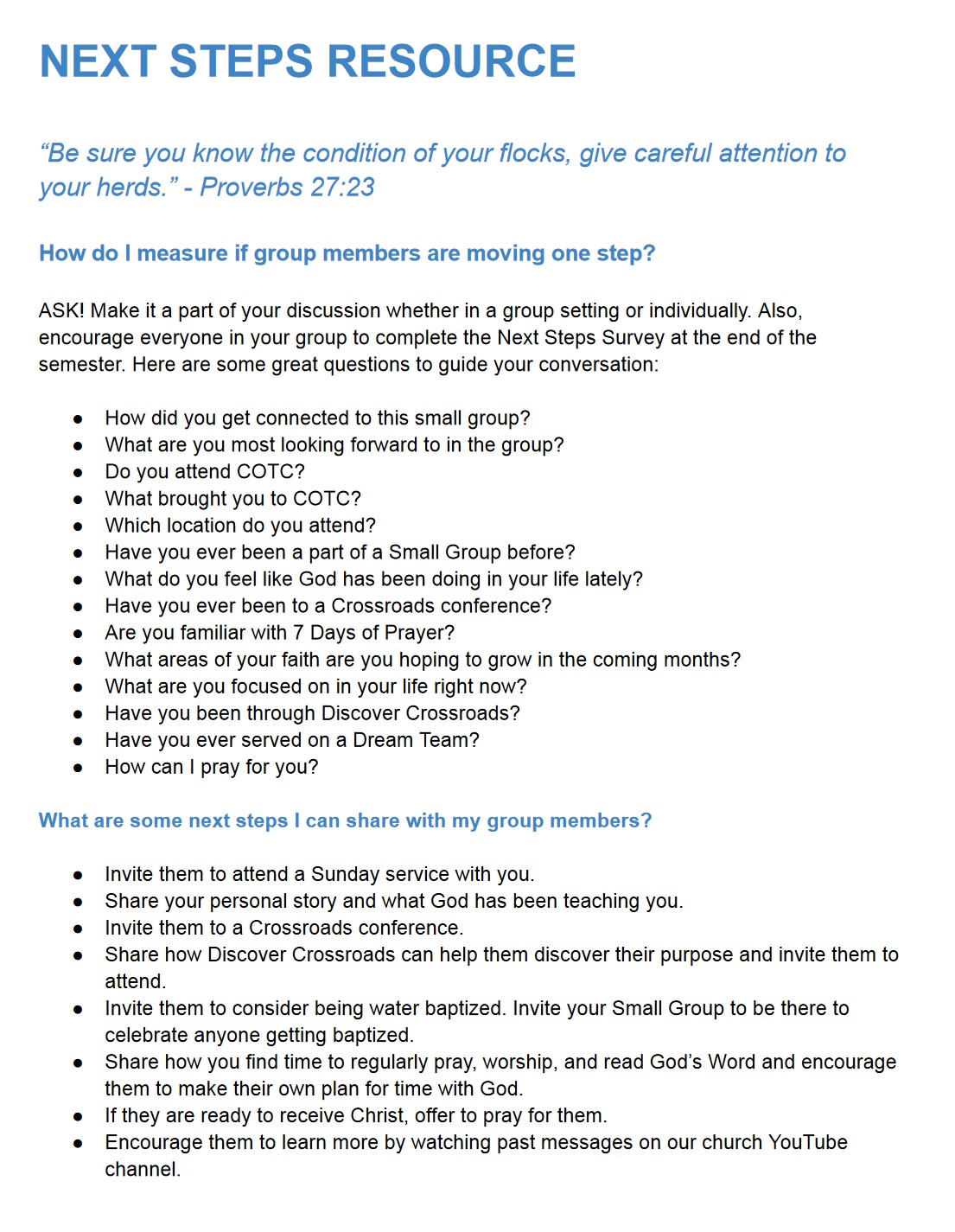 Group Leader Resources - Church of the Crossroads